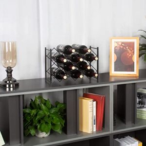 Countertop Wine Rack, Freestanding 10-Bottle Metal Wine Holder for Tabletop Storage and Home Decoration