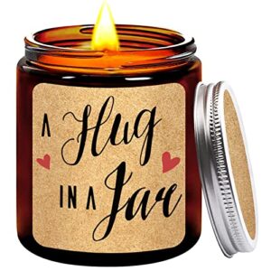 warm hug in a jar candle premium soy wax scented candles for home, thinking of you gift candles feel better cheer up get well soon gifts for women relaxation, stress relief, meditation, bath