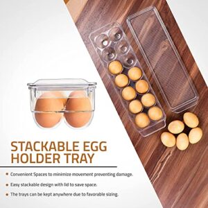 Utopia Home Organizers Set (10 Pack) - Pack of 8 Organizer Bins & Pack of 2 Egg Tray - Clear Plastic Pantry Storage Racks for Freezer, Kitchen Countertops & Cabinets - Refrigerator/Pantry Organizers