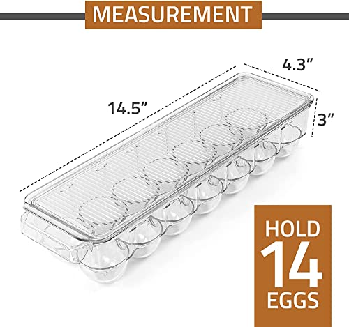 Utopia Home Organizers Set (10 Pack) - Pack of 8 Organizer Bins & Pack of 2 Egg Tray - Clear Plastic Pantry Storage Racks for Freezer, Kitchen Countertops & Cabinets - Refrigerator/Pantry Organizers