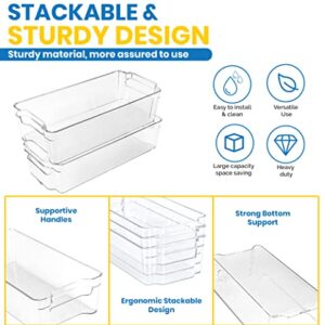 Utopia Home Organizers Set (10 Pack) - Pack of 8 Organizer Bins & Pack of 2 Egg Tray - Clear Plastic Pantry Storage Racks for Freezer, Kitchen Countertops & Cabinets - Refrigerator/Pantry Organizers