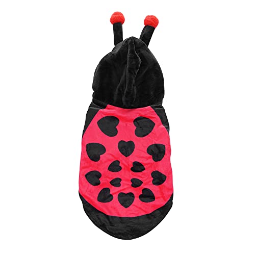 Filhome Ladybug Dog Costume, Halloween Dog Ladybug Costume Outfits Cute Cat Warm Apparel Fall Winter Christmas Clothes for Small Medium Pet(S/RED)