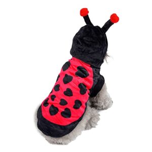 Filhome Ladybug Dog Costume, Halloween Dog Ladybug Costume Outfits Cute Cat Warm Apparel Fall Winter Christmas Clothes for Small Medium Pet(S/RED)