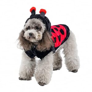 Filhome Ladybug Dog Costume, Halloween Dog Ladybug Costume Outfits Cute Cat Warm Apparel Fall Winter Christmas Clothes for Small Medium Pet(S/RED)