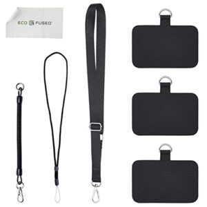 Eco-Fused Phone Straps - 3X Adjustable Neck, Wrist Strap and Stretchy Tether with Phone Pads - Universal Lanyards Holds All Smartphones with Full Coverage Cases