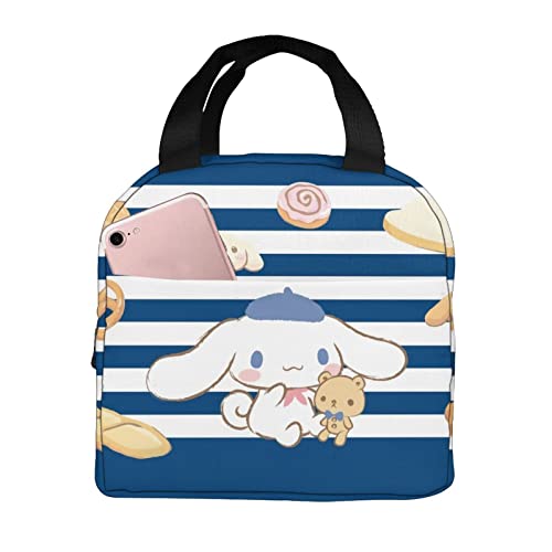 RFUVIWZ Kawaii Sea-Striped Anime Lunch Bag For Women Girl Insulated Reusable Portable Cute Lunch Box Ice Pack With Compartments For Picnic Work School