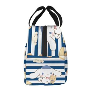 RFUVIWZ Kawaii Sea-Striped Anime Lunch Bag For Women Girl Insulated Reusable Portable Cute Lunch Box Ice Pack With Compartments For Picnic Work School