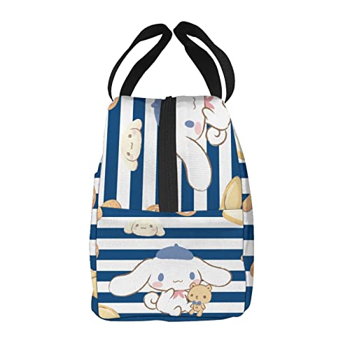 RFUVIWZ Kawaii Sea-Striped Anime Lunch Bag For Women Girl Insulated Reusable Portable Cute Lunch Box Ice Pack With Compartments For Picnic Work School