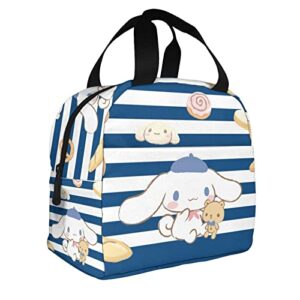 RFUVIWZ Kawaii Sea-Striped Anime Lunch Bag For Women Girl Insulated Reusable Portable Cute Lunch Box Ice Pack With Compartments For Picnic Work School