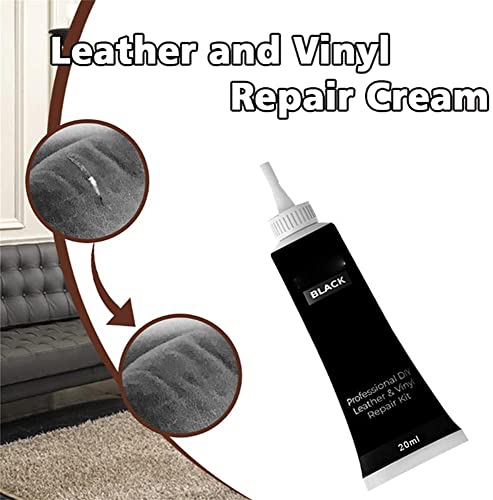 Advanced Leather Repair Gel, Professional DIY Leather and Vinyl Repair Kit, Liquid Leather Repair Kit, Leather Repair Cream for Furniture, Boat or Auto Car Seats (20ml,Black)