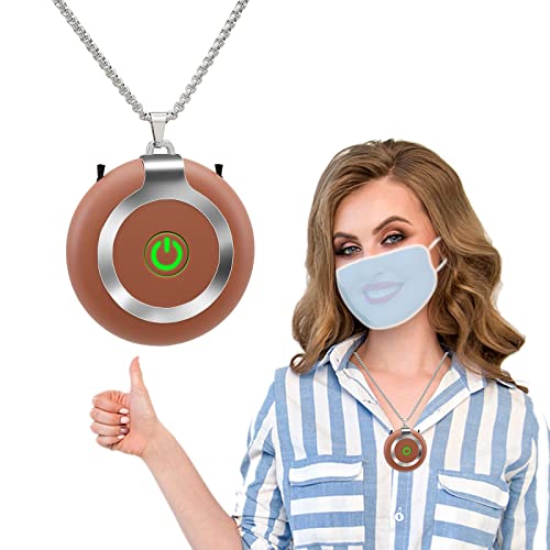 OVICISK Necklace Air Purifier, Personal Air Purifier, USB Rechargeable Travel Size Air Purifier, Portable Wearable Air Purifier for Home, Kids, Adults, Office, Smell-Brown