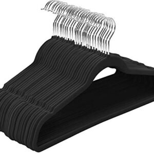 Utopia Home Premium Durable & Slim 70 Pack Hangers - Wooden Hanger Pack of 20 & Velvet Hangers Black Pack of 50. Space Saving, Heavy Duty & Non Slip with Shoulder Grooves.