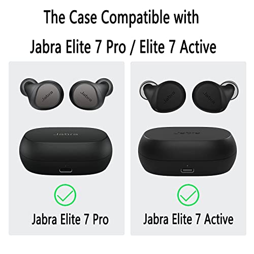 JIML Compatible with Jabra Elite 7 Pro/Elite 7 Active Case TPU Military Shell Protective Cover Skin Shock-Absorbing with Keychain and Lanyard (Black)