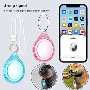 Waterproof Airtag Holder, Fhtase 4 Pack Apple Airtag Keychain, AirTag Case for Dog Collar, Luggage, Tracker Key Ring, 360 Full Body Coverage Protective Cover Clear