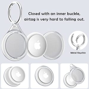 Waterproof Airtag Holder, Fhtase 4 Pack Apple Airtag Keychain, AirTag Case for Dog Collar, Luggage, Tracker Key Ring, 360 Full Body Coverage Protective Cover Clear