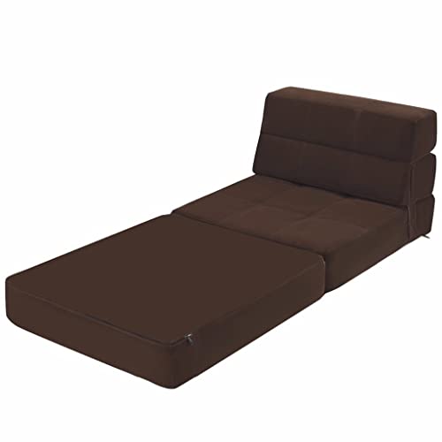 Walnut Tri-Fold Fold Down Chair Flip Out Lounger Convertible Sleeper Bed Couch Dorm Living Room Furniture