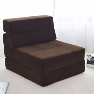 Walnut Tri-Fold Fold Down Chair Flip Out Lounger Convertible Sleeper Bed Couch Dorm Living Room Furniture