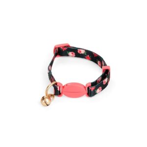 Youly Pink Rose Print Cat Collar in Black