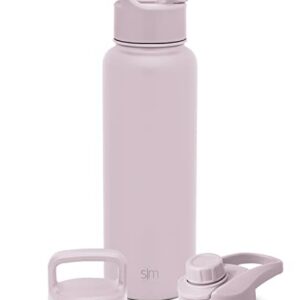 Simple Modern Water Bottle with Straw, Handle, and Chug Lid Vacuum Insulated Stainless Steel Metal Thermos Bottles | Large Leak Proof BPA-Free Flask for Gym | Summit Collection | 40oz, Pale Orchid