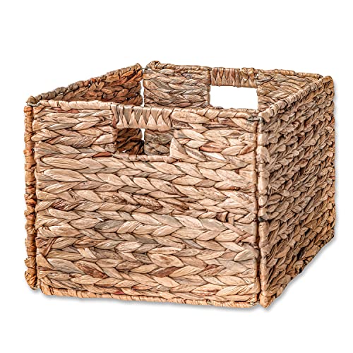 12.7" Foldable Hyacinth Storage Basket with Iron Wire Frame by Trademark Innovations