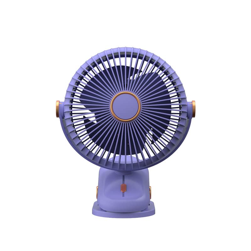 500mAh Portable Rechargeable Clip on Fan, 5 inch Battery Operated Fan, 3 Speeds Personal Fan, 360 Rotation Small Desk & Clip Fan, Ideal for Outdoor Camping Golf Cart Treadmill Home Office, Purple