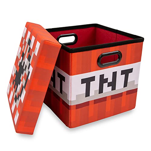 Toynk Minecraft Fabric Storage Bin 13 Inch Cube Organizers with Lid | Set of 4