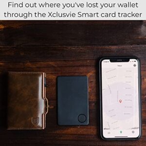 Xclusive Leather Slim Wallet with Smart Tracker | Utilitarian Smart Card Built-in 2 Year Battery & Minimalist Wallet with Money Clip | Blend of Luxury & Utility