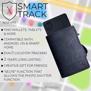 Xclusive Leather Slim Wallet with Smart Tracker | Utilitarian Smart Card Built-in 2 Year Battery & Minimalist Wallet with Money Clip | Blend of Luxury & Utility