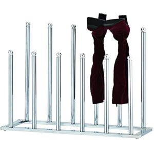 mygift modern chrome plated metal 6 pair tall boot rack display holder, freestanding entryway or closet shoes and boot stand organizer, made in taiwan