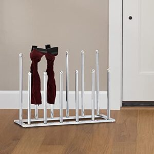 MyGift Modern Chrome Plated Metal 6 Pair Tall Boot Rack Display Holder, Freestanding Entryway or Closet Shoes and Boot Stand Organizer, Made in Taiwan