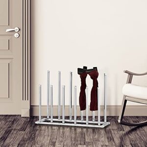 MyGift Modern Chrome Plated Metal 6 Pair Tall Boot Rack Display Holder, Freestanding Entryway or Closet Shoes and Boot Stand Organizer, Made in Taiwan