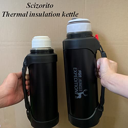 Scizorito Stainless Steel Vacuum Thermos, Hot & Cold Beverage Portable Insulated Kettle, Car Portable Travel Coffee Mug with Leak-proof Built-in Lid, Suit for Home, Gift, Outdoor Sport (64.2 oz)