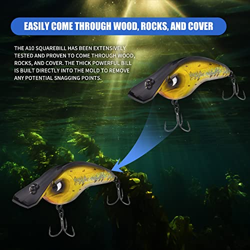 A10 Square Bill Crankbait (Yellow Perch) Crankbait Top Water Fishing Lures for Freshwater Bass Fishing Lures