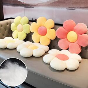 WYIKE Flower-Shaped Cute Pillow, Flower Cushion, Reading Pillow and Leisure and Comfortable Pillow, Car Cushion (Beige/Yellow, 40cm*40cm)