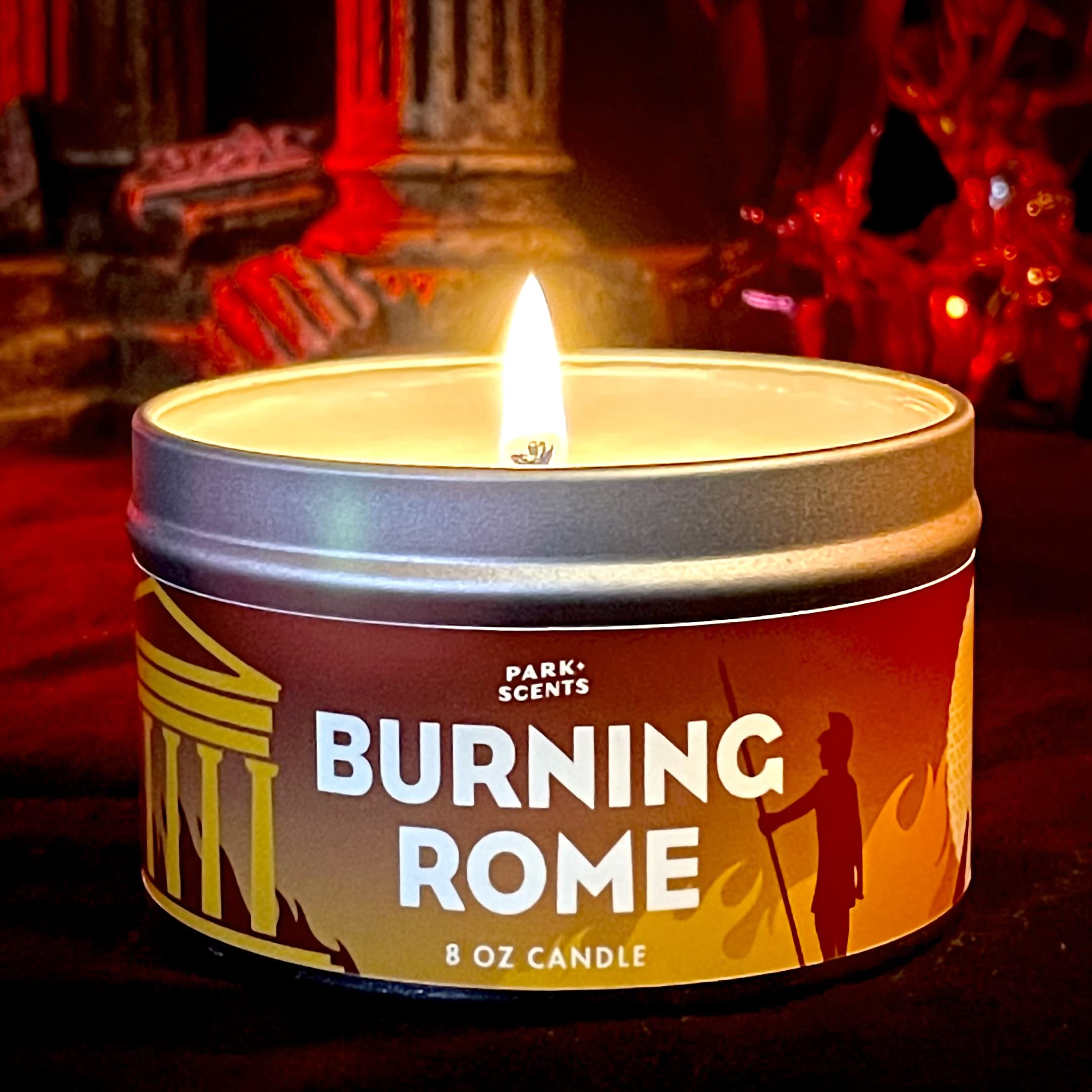 Park Scents Burning Rome Candle - Accurate Smell Like The Rome Section of Spaceship Earth in Epcot Disneyworld - Natural Soy Blend - Handmade in The USA | 8 oz. Tin