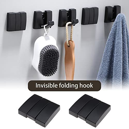 2Pcs Folding Hideaway Coat Hooks Space Aluminum Wall Hooks Metal Retractable Hooks Wall Mounted Coat Hooks with Screws for Hats Bags Scarf Towel