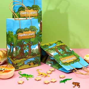 12 Packs Reptile Lizard Snake Party Favor Bags with Handles Turtle Reptile Lizard Snake Birthday Party Supplies Gift Treat Goody Bags for Camping Reptile Party Decorations