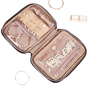 BELALIFE Travel Jewelry Organizer, Portable Jewelry Storage Case for Earrings, Rings, Necklaces, Bracelets, Black