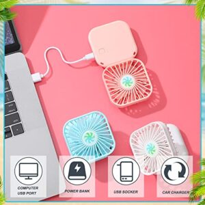 6 Pack Necklace Fans Portable Neck Hanging Fan Mini Fan Handheld Hand Held Fan for Cooling Small Personal Hands Free Fan USB Rechargeable Battery 3 Speed Air Circulatory Fan (Blue, Pink, White)