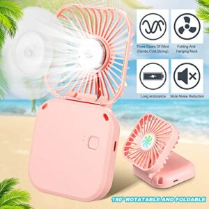 6 Pack Necklace Fans Portable Neck Hanging Fan Mini Fan Handheld Hand Held Fan for Cooling Small Personal Hands Free Fan USB Rechargeable Battery 3 Speed Air Circulatory Fan (Blue, Pink, White)