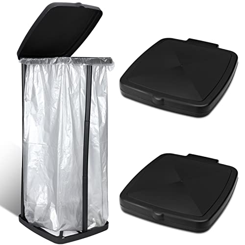 Vicenpal 2 Pcs Portable Garbage Bag Holder Collapsible Trash Can Expandable Outdoor Waste Bins Camping Accessories for Indoor Outdoor RV Picnic Kitchen Home Use, Black