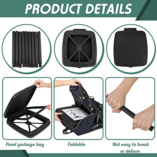 Vicenpal 2 Pcs Portable Garbage Bag Holder Collapsible Trash Can Expandable Outdoor Waste Bins Camping Accessories for Indoor Outdoor RV Picnic Kitchen Home Use, Black