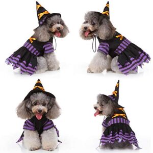 Dog Wizard Costume - Purple Halloween Costumes for Dogs Dog Clothes Elk Bell Wizard Cosplay Costume Halloween Costume Headwear Cosplay Coat Hat for Small and Medium Dogs