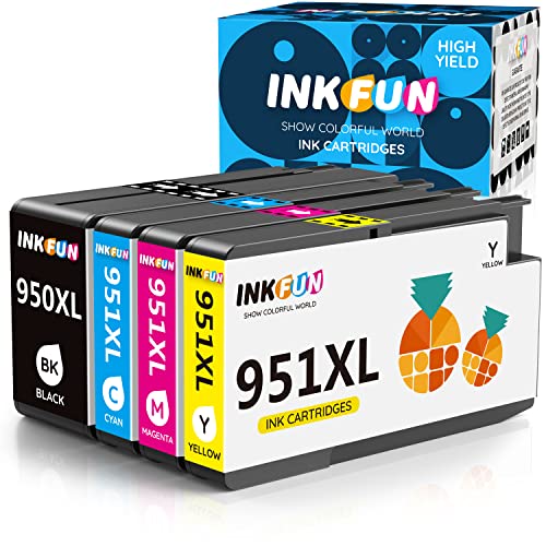 INKFUN HP 950XL 951XL 950 951 Compatible Ink Cartridges Replacement for for Officejet Pro 8610 8600 8620 8630 8640 8660 8100 8615 8625 251dw 276dw Printer 4-Packs