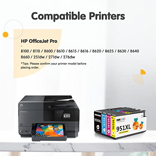 INKFUN HP 950XL 951XL 950 951 Compatible Ink Cartridges Replacement for for Officejet Pro 8610 8600 8620 8630 8640 8660 8100 8615 8625 251dw 276dw Printer 4-Packs