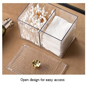 Qtips Storage Organizer,2 Grids Separate Cotton Swabs Dispenser Qtips Holder Bathroom Canisters with Lids for Cotton Balls