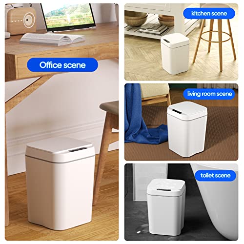 Smart Touchless Motion Sensor Trash Can | 3.7 Gallons Bathroom Trash Can with Lid | Automatic Trash Can for Kitchen | Plastic Garbage Bin for Home Living Room, RV and Office Bin