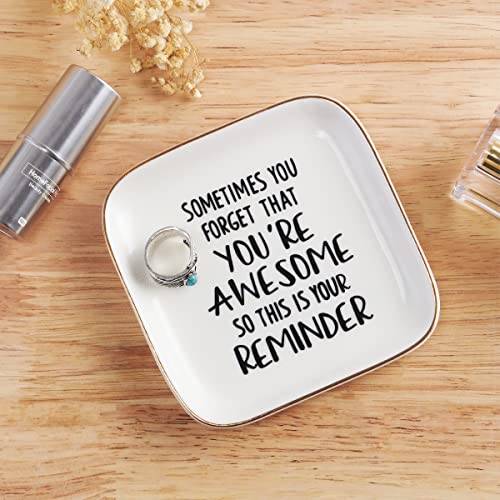 PUDDING CABIN Inspirational Gifts for Women Ring Dish You're Awesome So This is Your Remind Birthday Gifts for Women Unique, Best Friends Gifts For Women Her Mom Sister Coworker Christmas Gifts