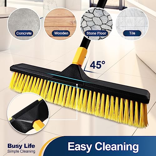 Yocada 18 Inch Push Broom Heavy-Duty Outdoor Commercial Broom Brush Stiff Bristles for Cleaning Patio Garage Deck Concrete Wood Stone Tile Floor 65.3" Long