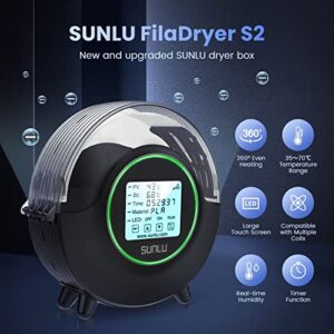 Filament Dryer Box,Upgrade FilaDryer S2 Dry Box,SUNLU Dry Box for 3D Printer Filament,Keep 3D Filament No More Brittle/String/Poor Adhesion,Large-Size Touch Screen,Real-time Humidity Display,Black